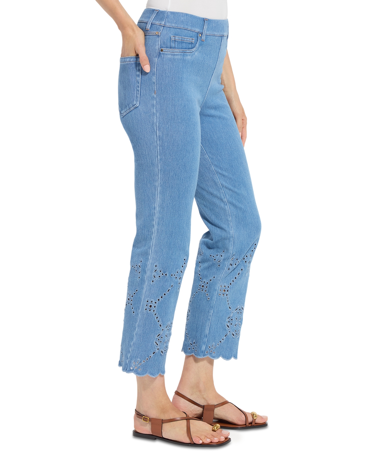 LYSSÉ Lysse Billie High Rise Cropped Straight Jeans with Eyelet Detail
